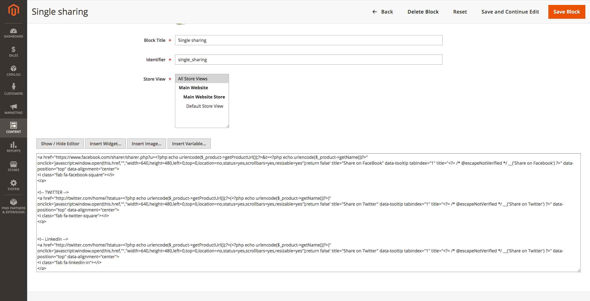 Magento 2 | Create "Share this" module for single product page * Choosepizzi.net